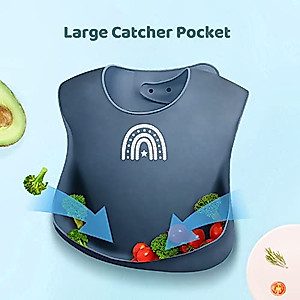 Silicone Bibs for Babies 2 Pack, BPA Free Waterproof Soft Adjustable Fit Silicone Bibs for Babies & Toddlers Easily Wipe Clean Newborn Baby Silicone Bibs (Boys Rainbow)