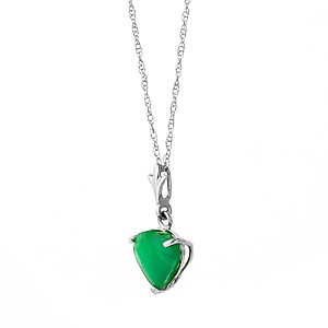 Galaxy Gold GG 14k 18" Solid White Gold Necklace with Natural 1.20ct Emerald Heart Pendant