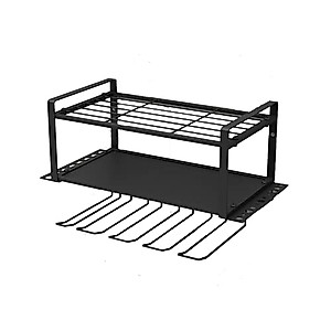 Power Tool Organizer Wall Mount, Drill Holder Wall Mount, Heavy Duty Power Tool Storage Rack, Floating Tool Shelf for Power Tools Cordless Drill Charging Station, Black