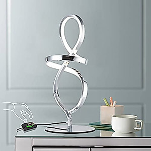 Mayful Modern Table Lamp, LED Spiral Lamp, Stepless Dimmable Bedside Lamp, Contemporary Nightstand Lamp, Chrome Desk Lamp for Bedroom Living Room Home Office, 12W