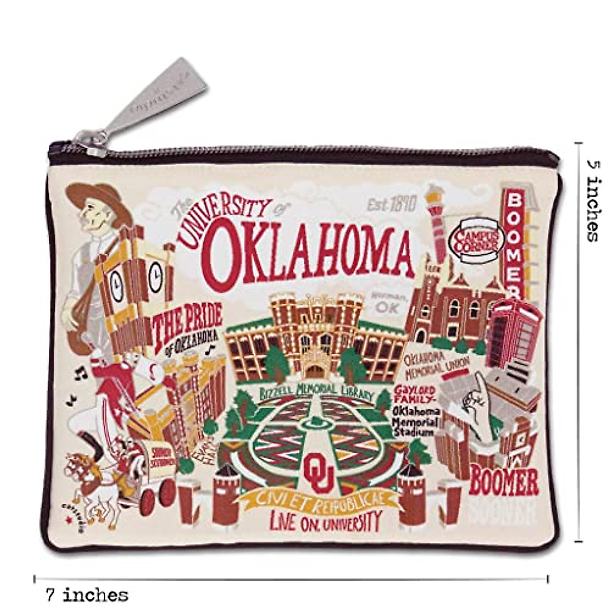 Catstudio University of Oklahoma Collegiate Zipper Pouch Purse | Holds Your Phone, Coins, Pencils, Makeup, Dog Treats, & Tech Tools