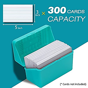 H4D Index Card Holder 3x5, Index Card Box Organizer Case, 3x5 Flash Note Card Holder, 300 Card Capacity Box, 3 Packs (Red/Green/Yellow)