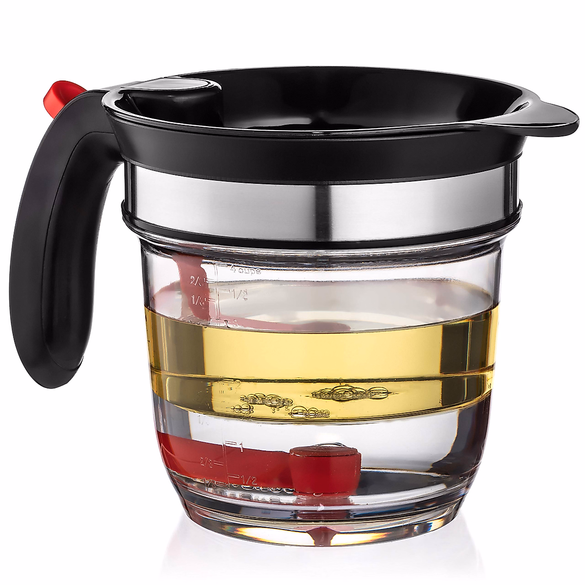 Fat Separator Measuring Cup And Strainer With Bottom Release For Gravy Sauces And Other Liquids With Oil Grease To Give You Healthier And Better Tasting Food : For Turkey Meat Beef Chicken Vegetables