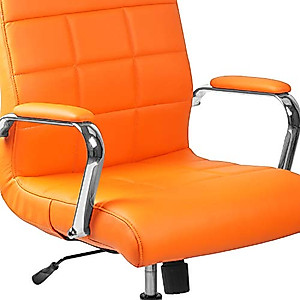Flash Furniture Vivian Mid-Back Orange Vinyl Executive Swivel Office Chair with Chrome Base and Arms
