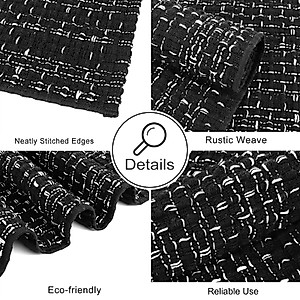 Seavish Outdoor Rug 4X6 Area Rug Washable Kitchen Rug Black and White Striped Rug Cotton Rugs Farmhouse Decor Reversible Laundry Room Mat Small Accent Throw Rugs Patio Rug Front Porch Mat