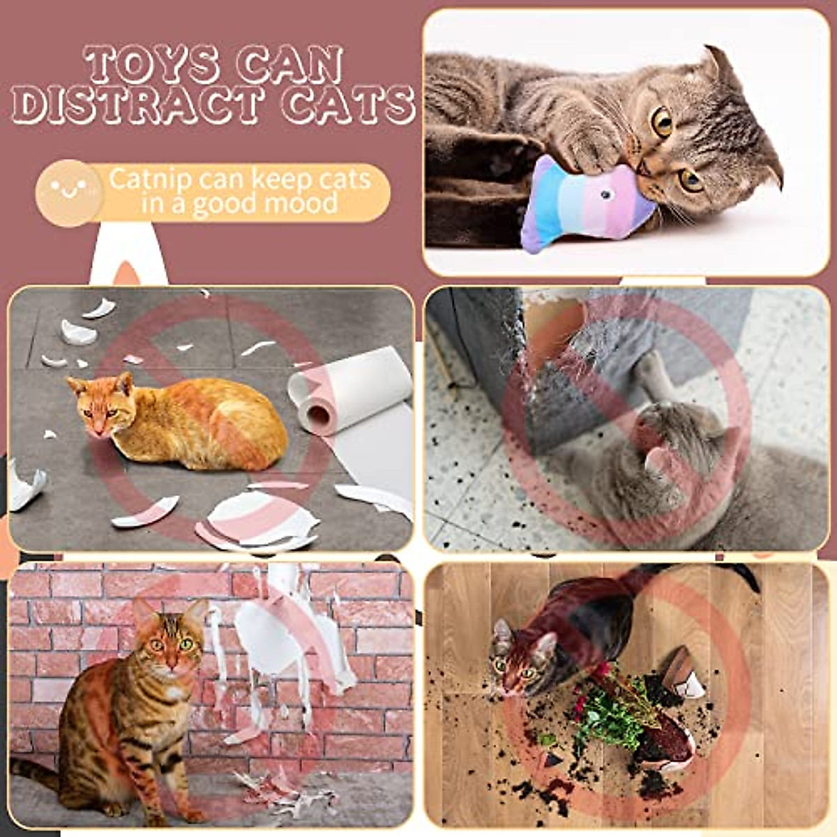 25 Pcs Catnip Toys Cat Chew Toy Interactive Catnip Filled Kitten Toys Soft Cotton Cat Toys for Cats Kitten, Assorted Cat Teething Chew Toys Indoor Pet Supplies (Lovely)