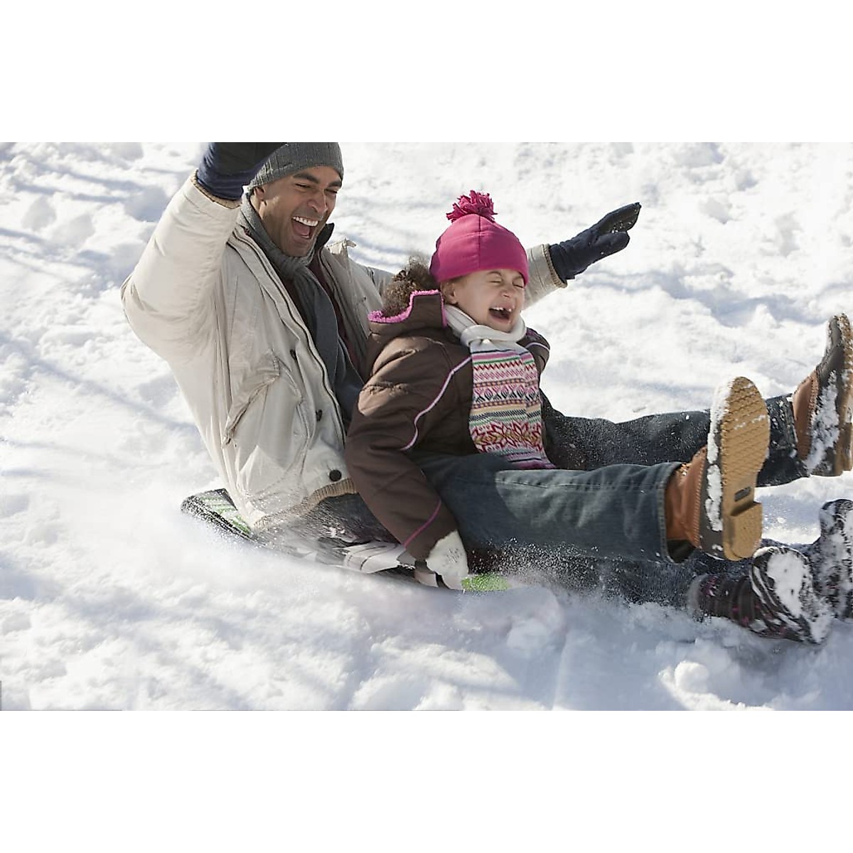 ALPHA CAMP 36" Snow Sled Premium Recreational Winter Foam Snow Sled with Tow Rope and Handles 2 PACKS