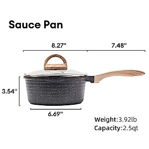 JEETEE 2.5 Quart Sauce Pan with Lid, Non Stick Small Pot with Coating, Masterclass Cookware Sauce Pot for Cooking, PFOA/PFOS Free