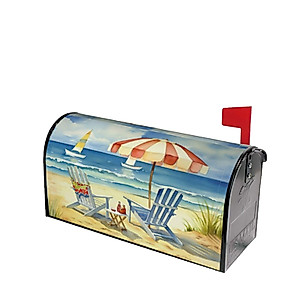 Summer Mailbox Covers Magnetic Standard Size 18" X 21" Beach Life Mailbox Cover Summer Nautical Magnetic Mailbox Covers Post Wraps Letter Box Cover for Home Garden Yard Decor