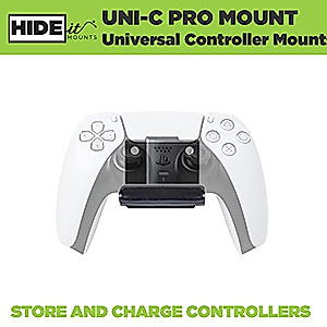 HIDEit Mounts Uni-C Pro Black Rubber Dipped Steel Wall Mount for Playstation Controller, Gaming Accessory Compatible with Playstation 5 Controllers and Playstation 4 Controllers