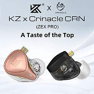 KZ x Crinacle CRN ZEXPro New Electrostatic & Dynamic & Balanced Armature Hybrid Earphone Passive Noise Reduction in-Ear Sports Music Headphones（Black,no mic）