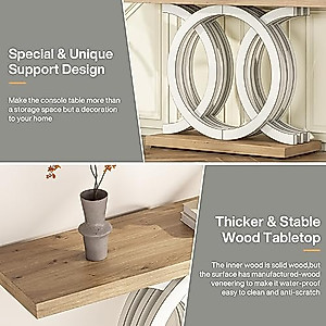 Tribesigns 55 in Console Table with Geometric Base, Modern Hallway Table, Wooden Entryway Table, Foyer Sofa Table, Unique Long Accent Table for Decoration and Organization (White) Brand