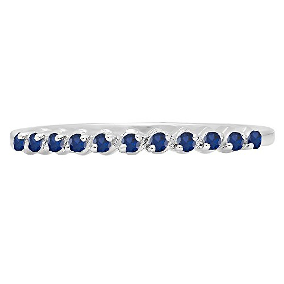 Dazzlingrock Collection 0.12 Cttw Round Blue Sapphire Ladies Wedding Stackable Band in 925 Sterling Silver, Size 7