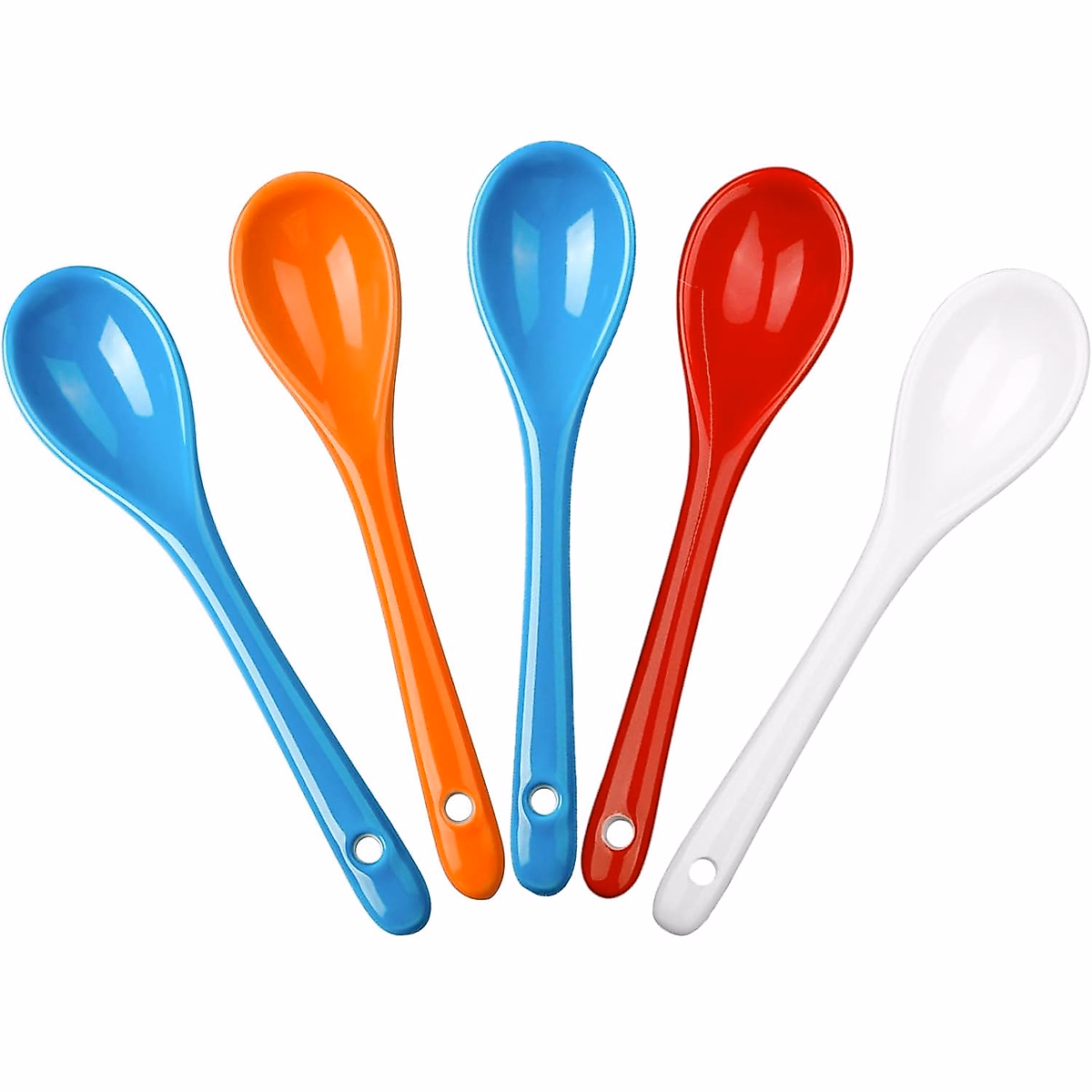 AKOAK 5 "Ceramic Egg Spoon, Ceramic Soup Spoons Porcelain Spoons for Coffee, Tea, Yogurt, Ice Cream, Appetizer and Dessert Spoons, Set of 8 Pcs