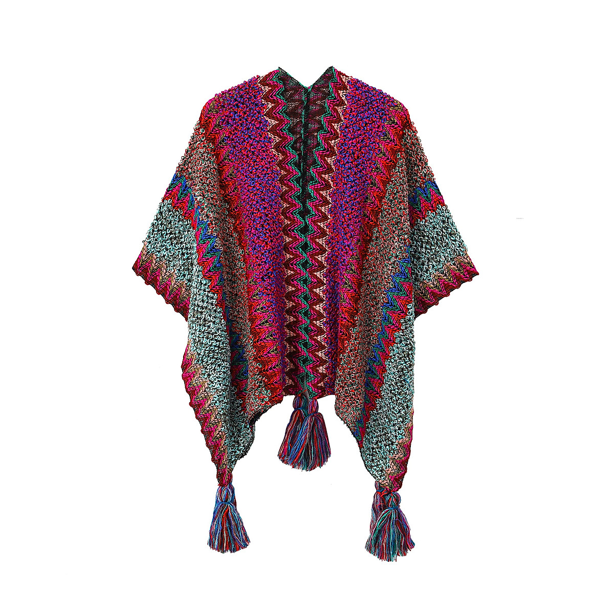 BOCOSO Knit Shawl Wraps Poncho Cape for Women, Ladies Knitted Cardigan Kimono with Fringe for Fall Winter
