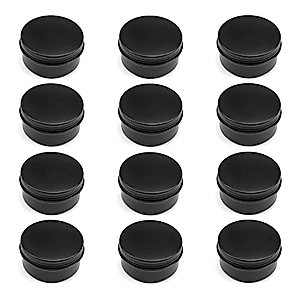 Othmro 12pcs 2.7oz Metal Round Tins Aluminum Tin Cans Containers with Screw Lid, 68 * 35mm(DxH) Black tin cans for Salve, Spices, Lip Balm, Tea or Candies 80ml