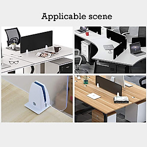 Jhanw Sneeze Guard Support Clamp for 1/8" to 1" Thick Panel, Adjustable Desk Divider Clamp, Aluminum Desk Partition Clamp, Acrylic Plexiglass Partition Clips White, Desk Privacy Panel Clamp 2 Pack