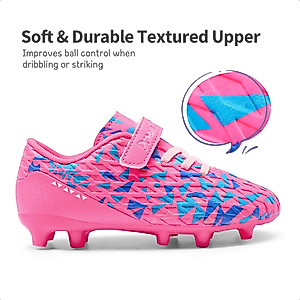 DREAM PAIRS Boys Girls Soccer Cleats Kids Football Shoes for Little/Big Kid SDSO2307K,Size 3 Little Kid,Hot Pink/RoyalBlue