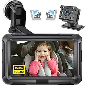 Zacro 1080P Baby Car Camera, 4.3" Baby Camera for Car, with HD Night Vision, 150° Wide View Angle Baby, 360° Rotatable, for Baby Rear Facing Seat