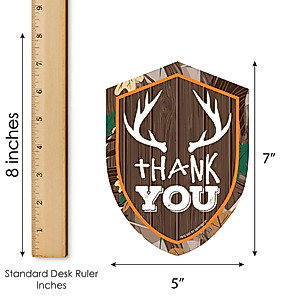 Big Dot of Happiness Gone Hunting - Shaped - Deer Hunting Camo Baby Shower or Birthday Party Thank You Note Cards with Envelopes - Set of 12