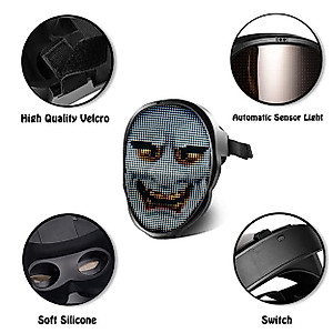 AINSKO LED Mask With Face Transforming-Light Up programmable mask,cool led mask,LED light up screen mask,led mad mask,Party Costumes Cosplay