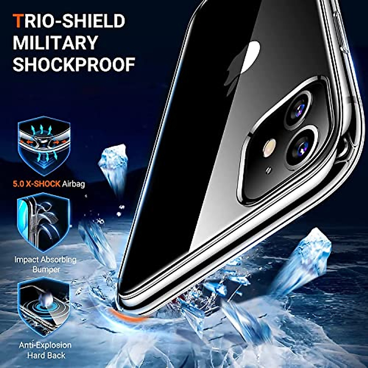 TORRAS 𝟐𝟎𝟐𝟐 𝑼𝒑𝒈𝒓𝒂𝒅𝒆𝒅 Diamond Clear iPhone 11 Case, [Non-Yellowing] [8FT Military Drop Protective] Shockproof Hard PC Back + Soft Silicone Bumper, Ultra Slim iPhone 11 Phone Case, Clear