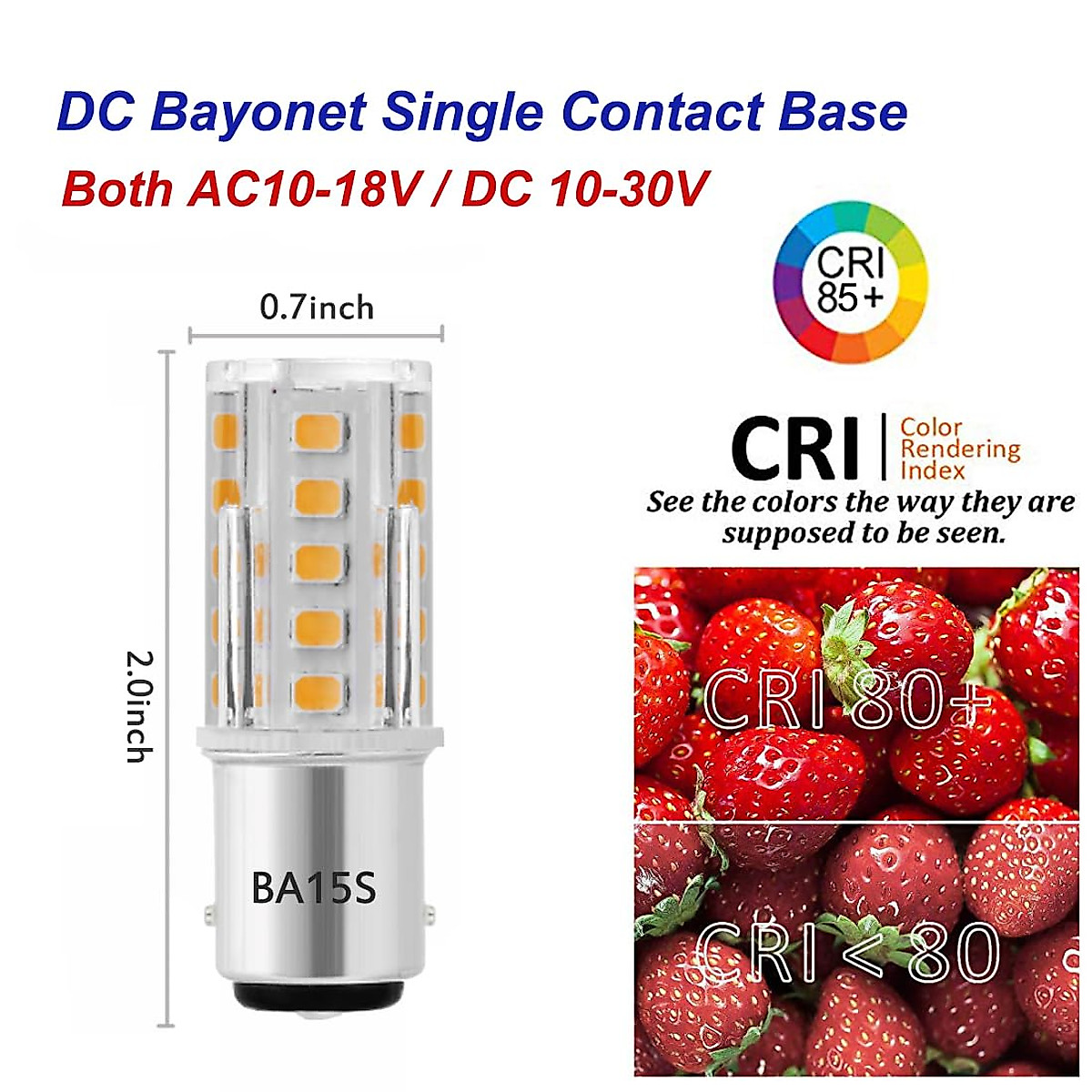 Beispiel 12 Volt BA15S Led Bulbs,1156 1141 DC Bayonet Single Contact Base, 3W AC/ DC12V Low Voltage BA15S Bulb for Landscape RV Camper Interior Marine Boat Trailer Lights,Warm White 2700K, Pack of 3