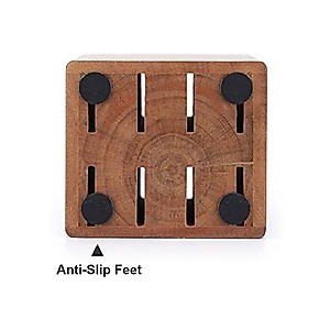 5.5“ Steak Knife Block Holder without Knives with 8 Slots - Eco-friendly Wooden Steak Knife Storage Block only - Space Saver-Compact Design Steak Knives Organizer -by KITCHENDAO