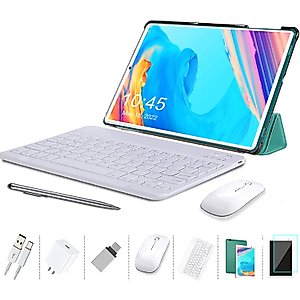 AOYODKG Tablet 2 in 1, 10.1 inch Android 10 Tablet with Keyboard, 4GB RAM 64GB ROM(128GB Expand), SIM 4G + WiFi, GMS Certified, IPS HD Display, OTG, Google Voice Assistants, AYO-G20 (Green)