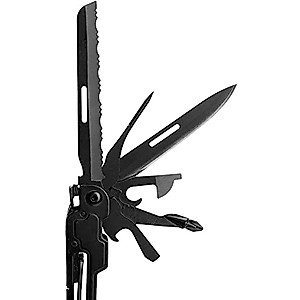 SOG PowerAccess Deluxe All-Around Heavy Duty Stainless Steel Multi-Tool w/Nylon Sheath, Two Knife Blades, Can & Bottle Opener, Black