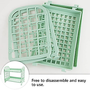 QUMENEY Desktop Rack Cosmetic Stationery Storage Holder, 2-Tier Multifunctional Plastic Shelf Makeup Organizer for Skincare Office Kitchen Bedroom Bathroom Home (Lemon Yellow)