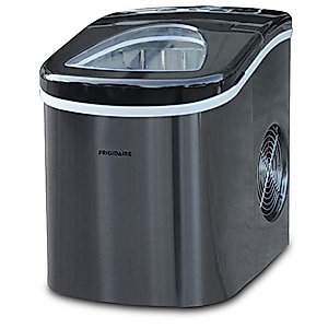 Frigidaire EFIC117-SSBLACK-COM EFIC117-SSBLACK 26 Lbs Portable Compact Maker, Stainless Steel Ice Making Machine, Medium, Black Stainless