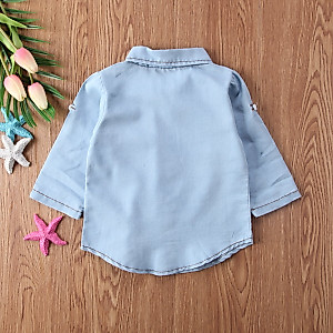 Honganda Fashion Kids Toddler Baby Boy Girl Adjustable Sleeve Denim Shirt Tops Blouse (Denim, 2-3 Years)