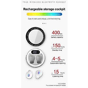 Loluka Invisible Earbuds LED Power Display Wireless Waterproof Touch Control Tiny Earbuds for Small Ears Bluetooth 5.0 Smallest for Music