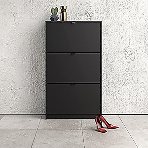 Tvilum, Black Matte Bright 3 Drawer Shoe Cabinet