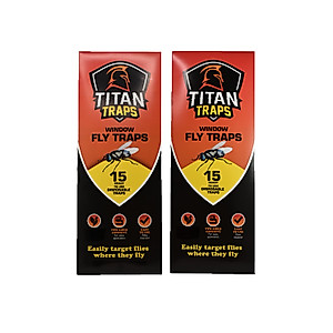 Window Fly Traps by Titan Traps - Sticky Fly Paper, Window Bug Catcher, Indoor Fly Trap, Fly Paper Bug Sticky Strips, Window Fly Strips, Bug Sticky Trap - 30 Disposable Fly Traps (2 Pack)