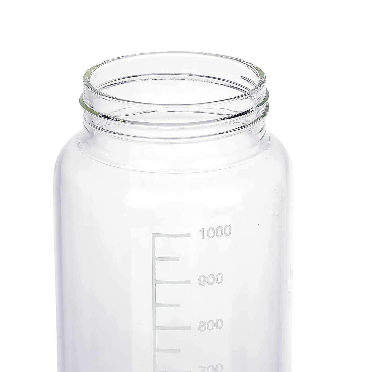 Pastein 2 Pack 1000 mL Wide Mouth Graduated Round Borosilicate Reagent Media/Storage Lab Glass Bottle With GL70 Blue Polypropylene Screw Cap