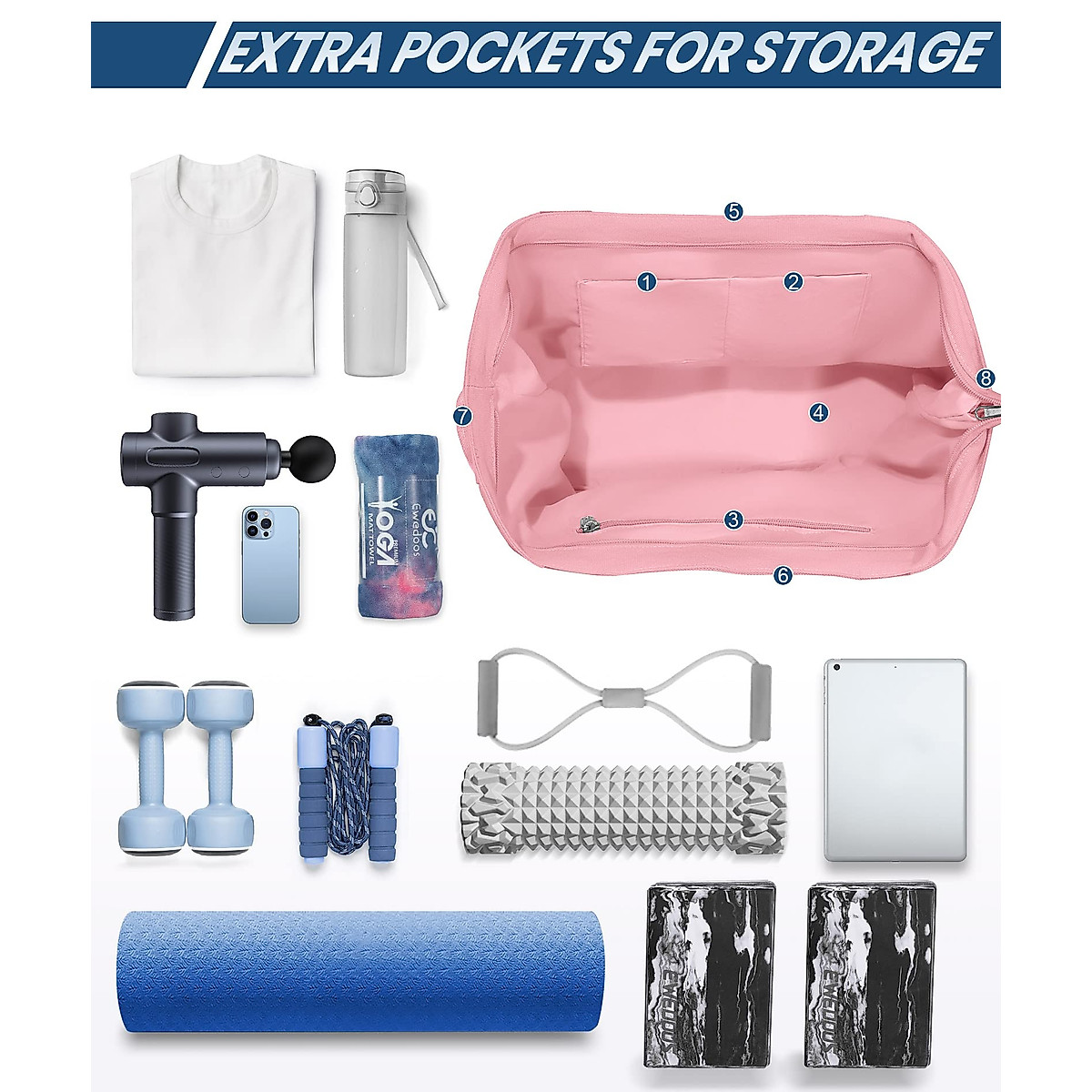 Ewedoos Yoga Bag Large Yoga Mat Bag Gym Duffle Bag Sports Tote Bag and Carriers Fits All Your Stuff for Yoga Travel Gym