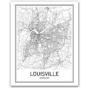 Louisville Poster Map of Louisville Map City Map Posters Modern Map Art City Prints Kentucky Art Minimal Print KY Poster City Poster City Map Wall Art Minimalist Posters 8x10