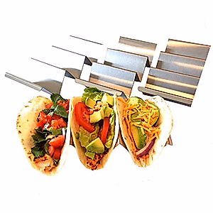 OH Ovation Home Stainless Steel Taco Holders with Handles - Hold 3 Tacos Each (4)