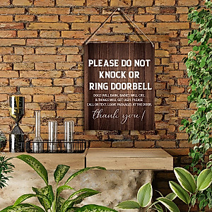 No Soliciting Sign for House Please Do Not Knock Or Ring Doorbell Ring Doorbell Wooden Hanging Sign No Soliciting Signs for Home No Soliciting Yard Sign for Door 10x8 Inches