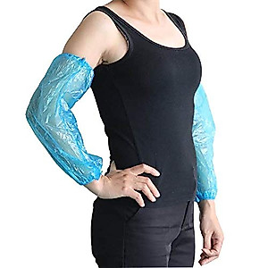 ZMDREAM Pack of 100 Disposable Plastic Sleeves Covers Arm Protectors Blue 16"