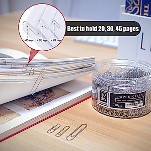 Kempshott 750 Paper Clips Assorted Sizes Small, Medium and Large Paper Clips for Paperwork Ideal for Home, School and Office Use (Assorted, Silver)