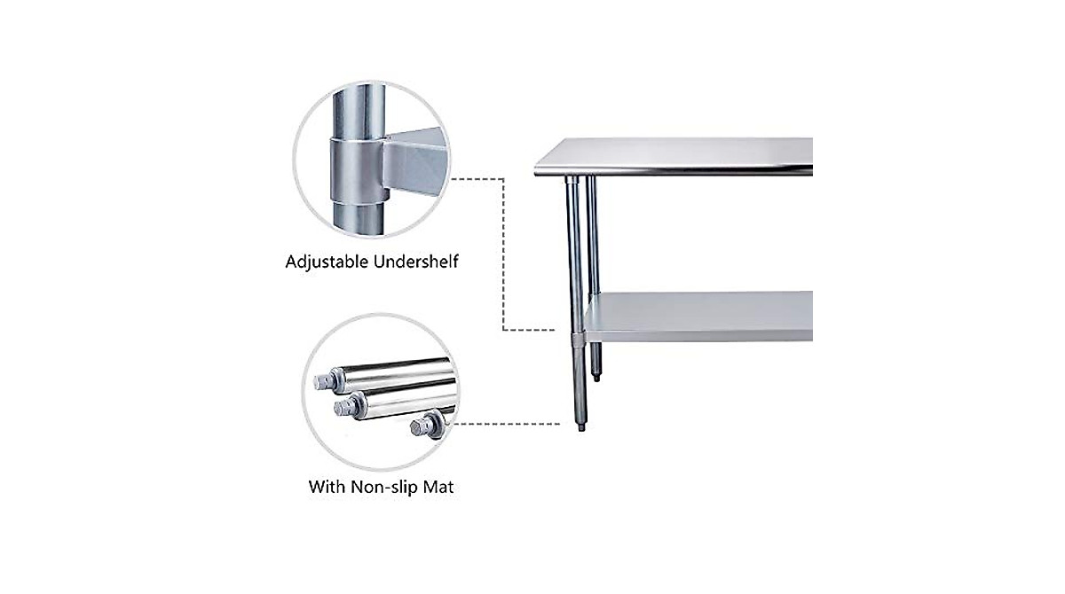 Hally Stainless Steel Prep Table - Durable & Adjustable
