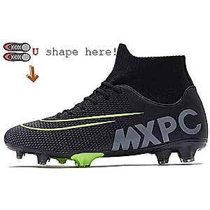 GTY Men's Soccer Boots Football Cleats Firm Hightop Shoes for Training Athletic Black, 10