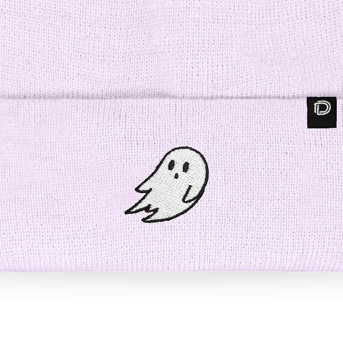 DALIX Embroidered Ghost Beanie Cap Cuffed Knit Hat Women in Lavender