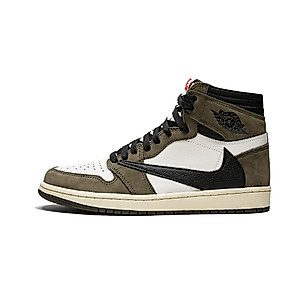 Nike Men's Air Jordan 1 High OG Ts Sp Travis Scott, Sail/Dark Mocha/University Red, 10.5