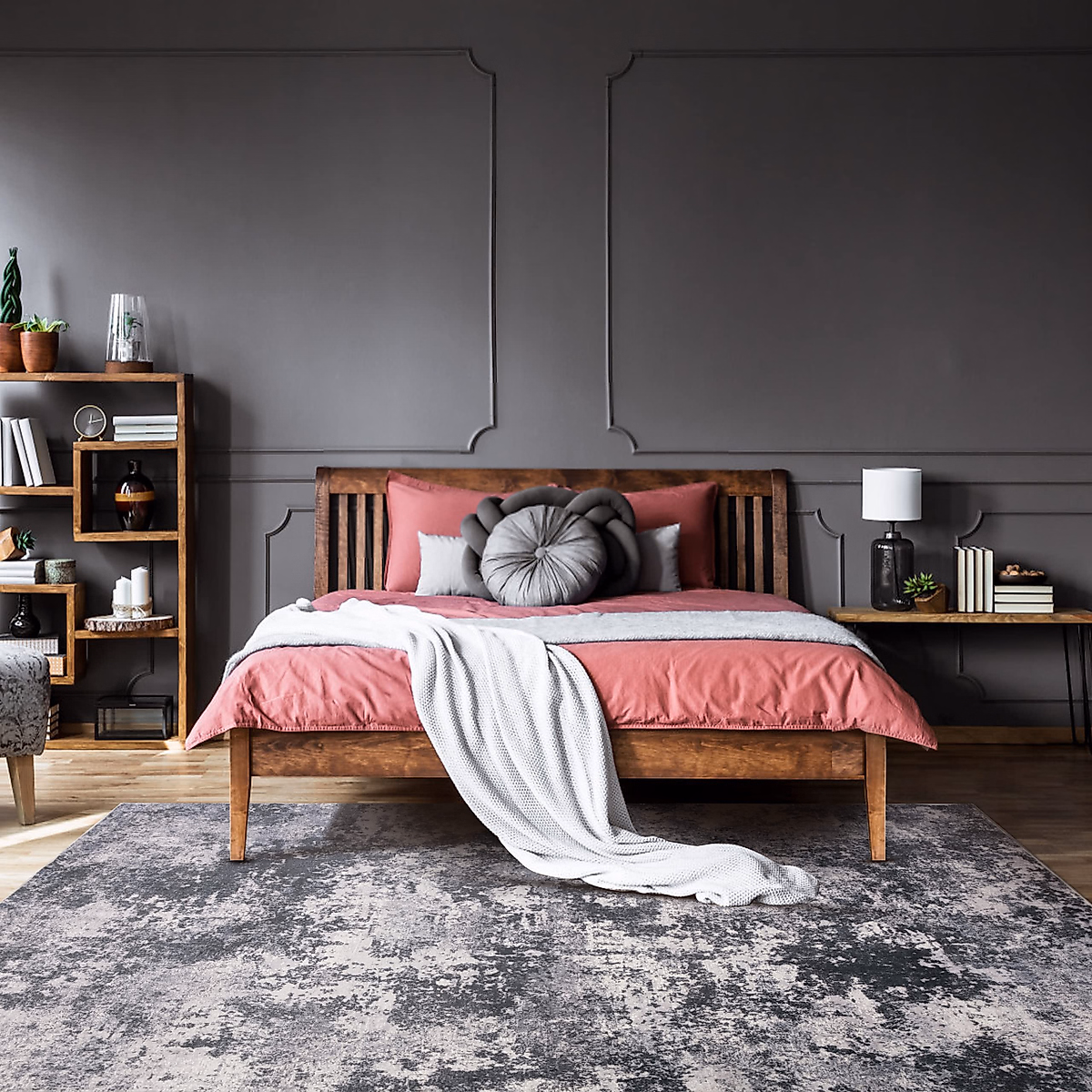 Area Rug Living Room Rugs: 8x10 Indoor Soft Fluffy Rug Abstract Carpet for Bedroom Kitchen Dining Room Floor Washable Plush Throw Large Accent Rug Home Office Nursery Decor - Gray