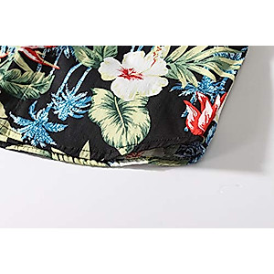 Big Boys Hawaiian Shirt, Kids Hawaiian Shirt, Boys Cotton Beach Shirt Tropical Short Sleeve Button Up Shirts (Medium, Black)