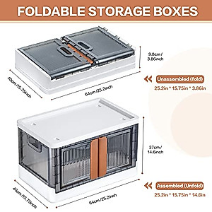 DILIBRA 3 Packs Storage Bins with Lids, 19 Gal Stackable Closet Organizers and Storage with Wheels, Large Collapsible Plastic Toy Storage Boxes Storage Containers for Home Office Dorm Room Organizing